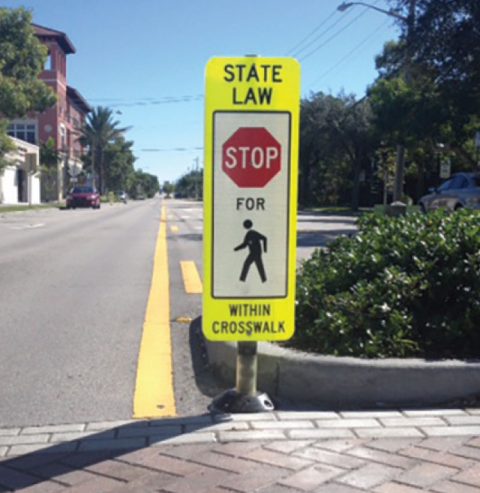 Rebounder In-Street Pedestrian Crosswalk Sign - USA